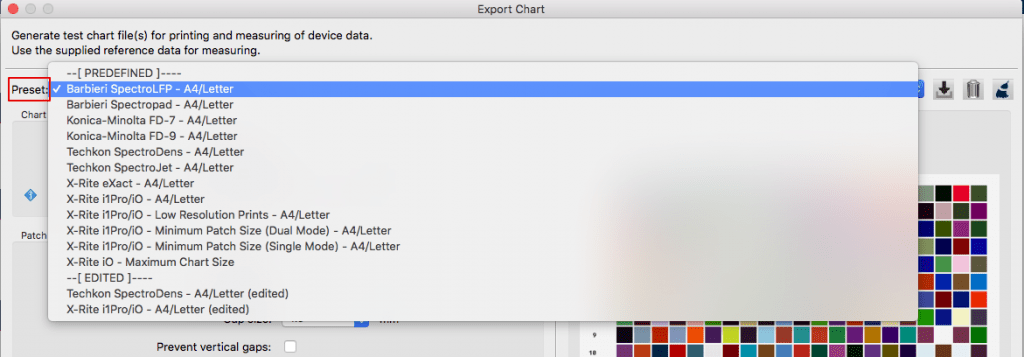 ColorAnt | Export Chart | ColorLogic Online Help