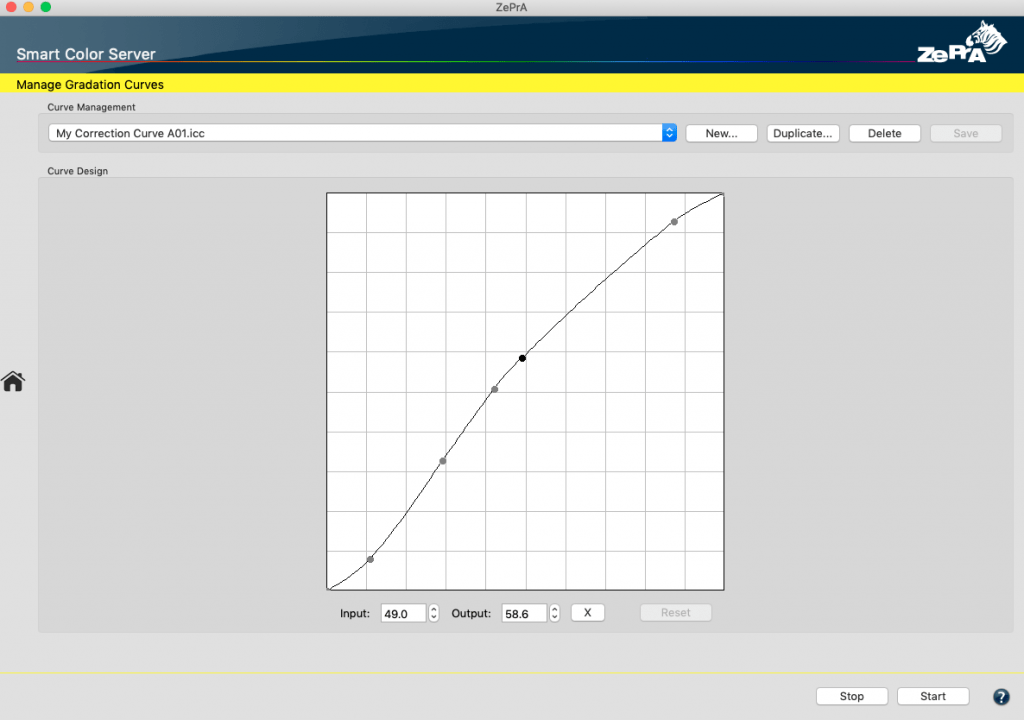 ZePrA | Global Settings | Gradation | ColorLogic Online Help