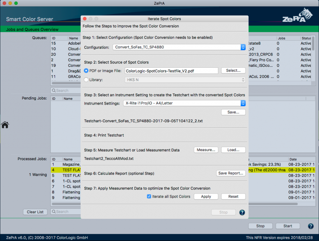 ZePrA | Spot Color Iteration | ColorLogic Online Help